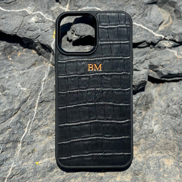 iPhone Leather Croc Case - Etsy