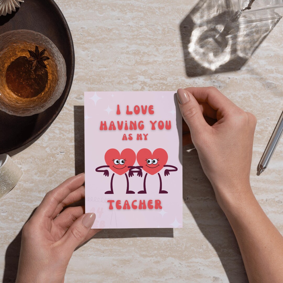 Cute Teacher Valentine's Day Card Instant Valentines Download Printable ...