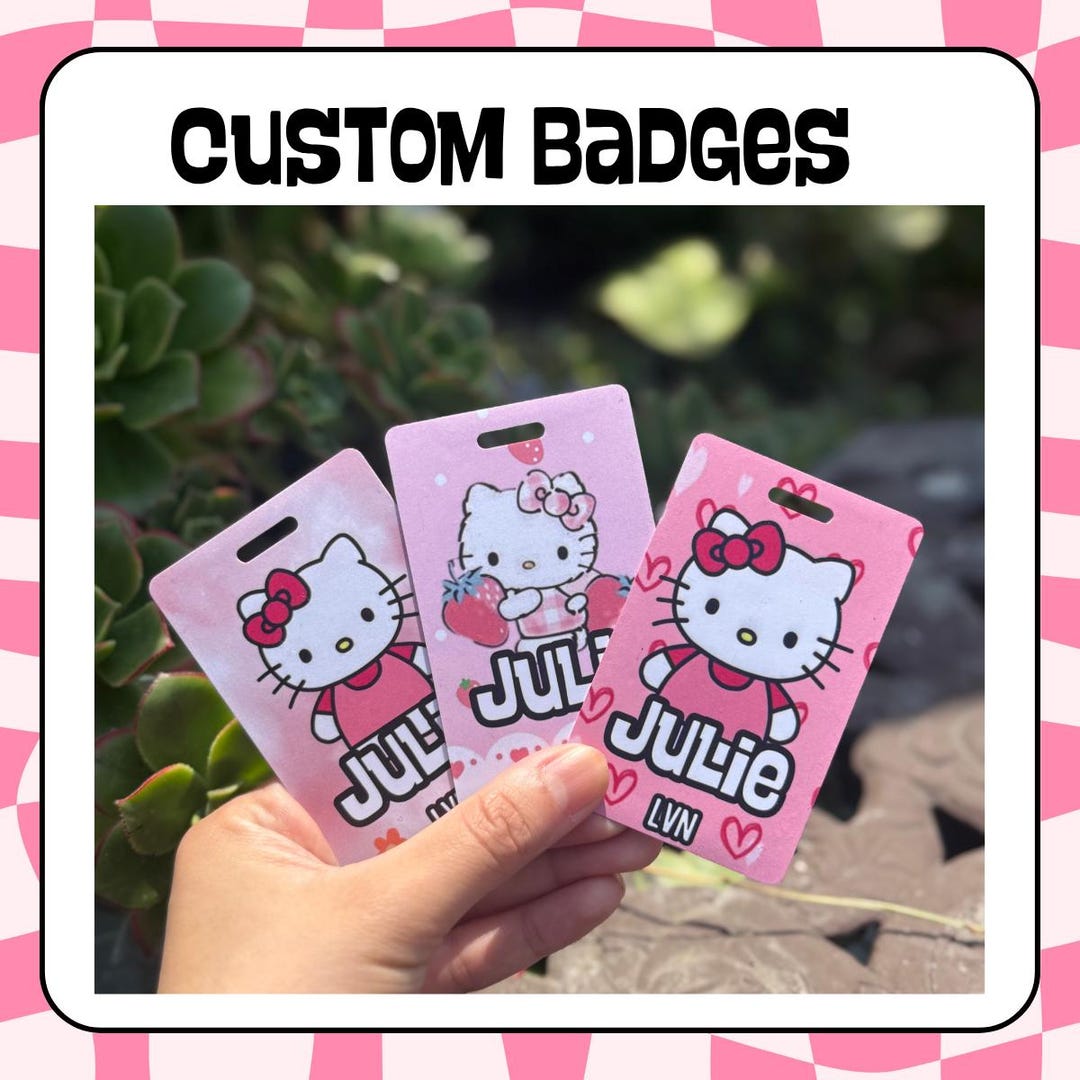 Custom Hello Kitty Nurse Badge Reel: Kawaii Healthcare Badge RN CNA RN ...