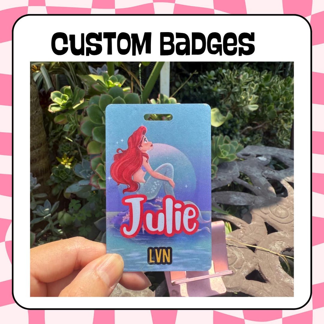Custom Little Mermaid Badge Reel: Personalized ID for Nurses & Teachers ...