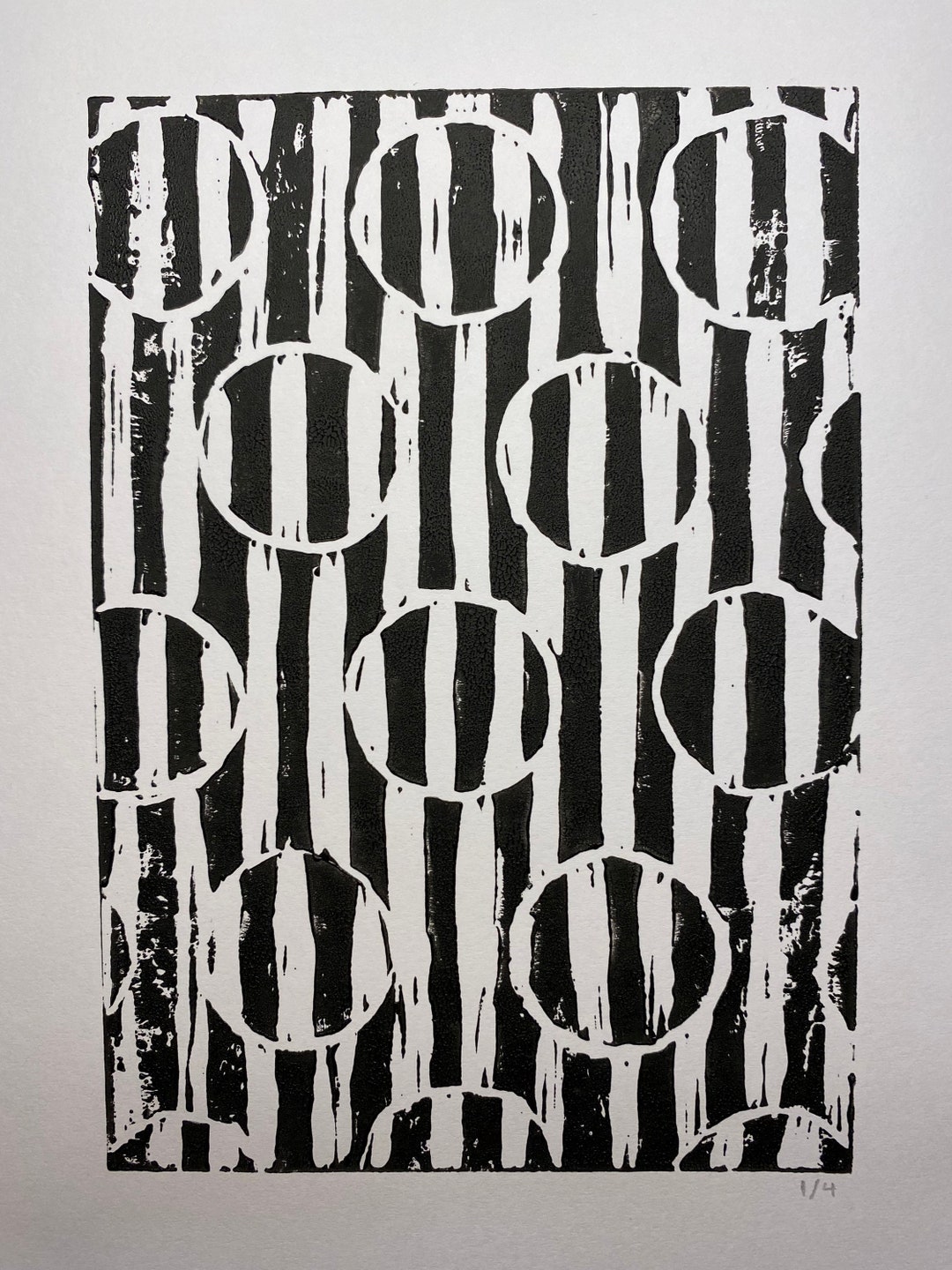 Illusions - Handmade Abstract Lino Art Print - Black and White ...