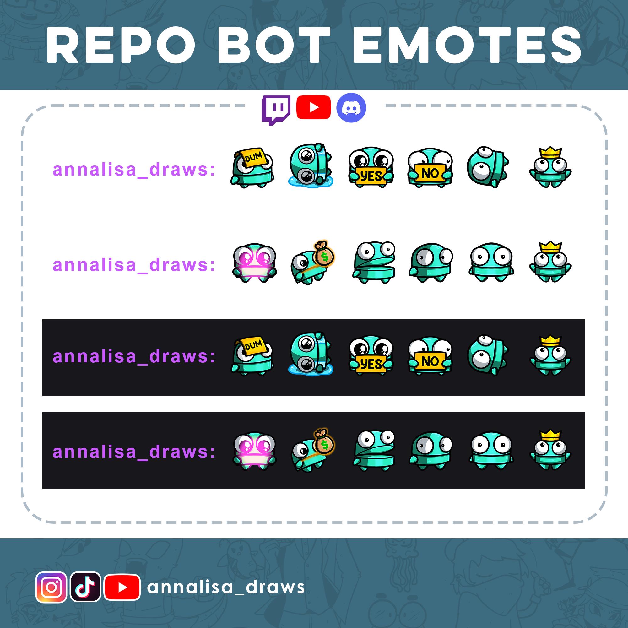 REPO BOT MINT Emotes Set | Twitch | Youtube | Discord | Streaming ...