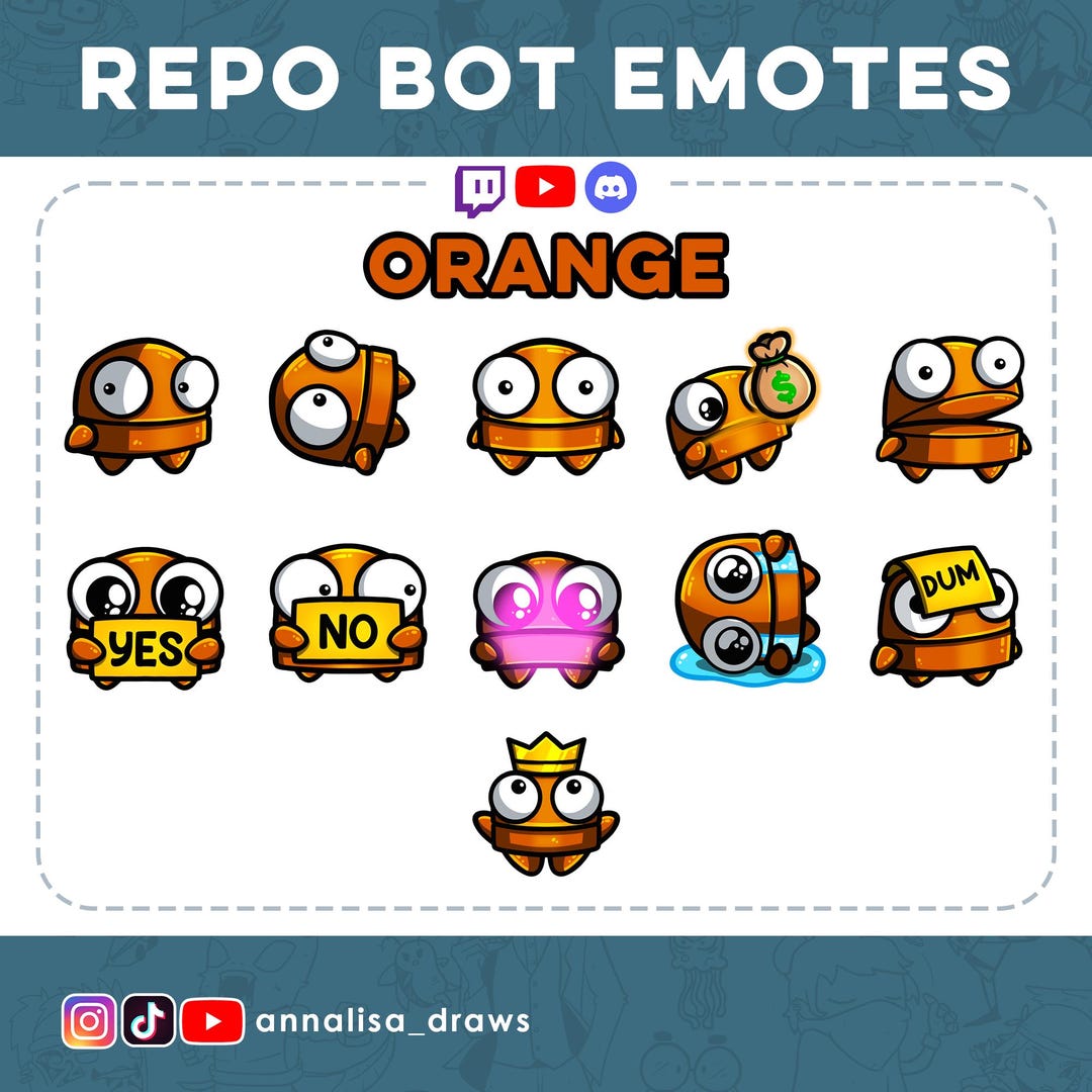 REPO BOT ORANGE Emotes Set | Twitch | Youtube | Discord | Streaming ...