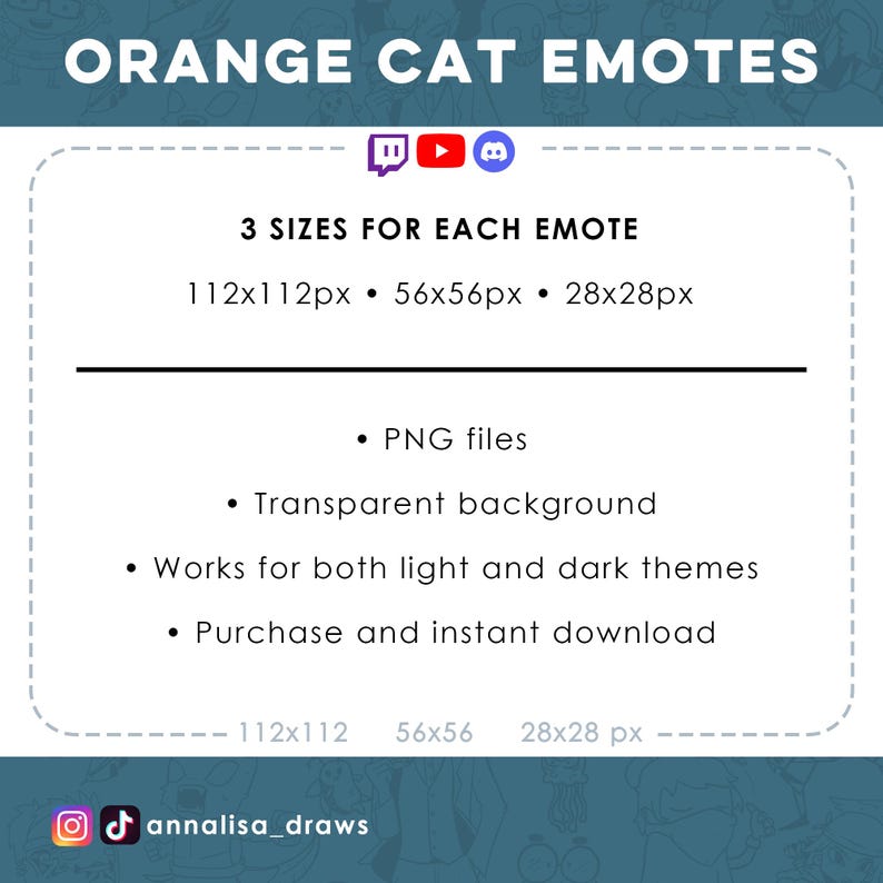 Orange Cat Emotes Set | Twitch | Youtube | Discord | Streaming | Gaming ...