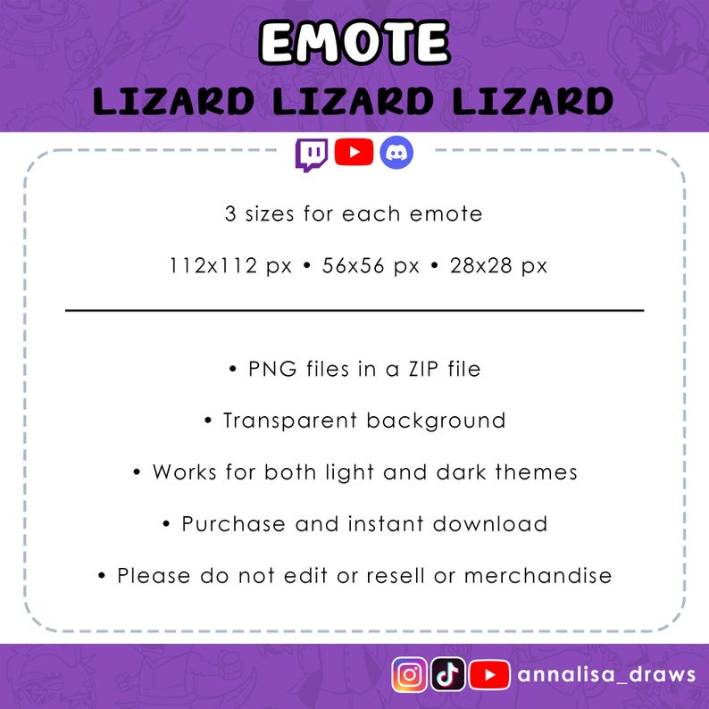 Lizard Emotes Set: Animated & Static Twitch/discord Streamer Graphics ...