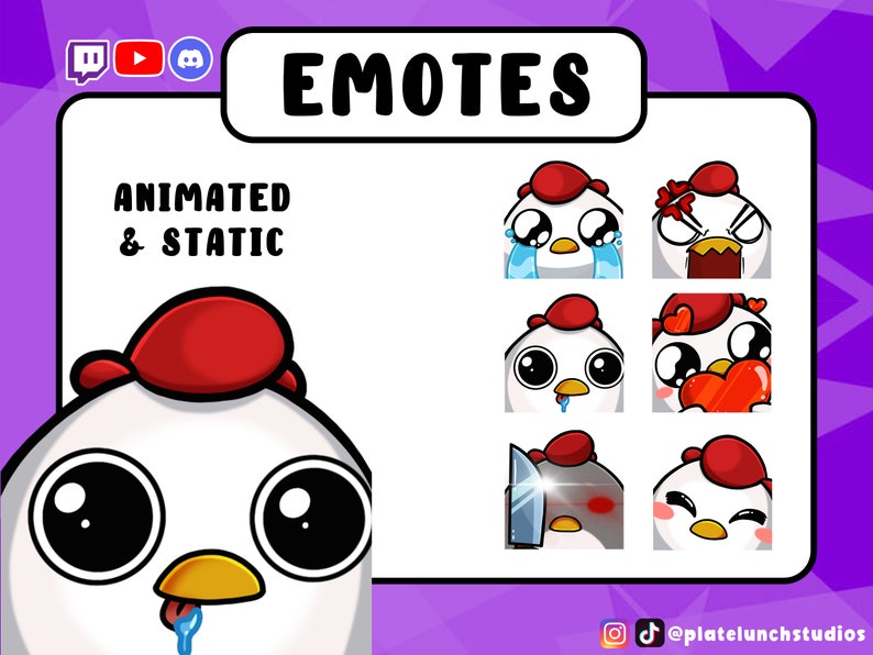 Animated Chicken Emotes Set | Twitch | Youtube | Discord | Streaming ...