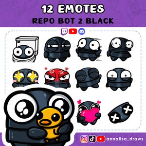 REPO BOT 2 BLACK Emotes Set | Twitch | Youtube | Discord | Streaming ...