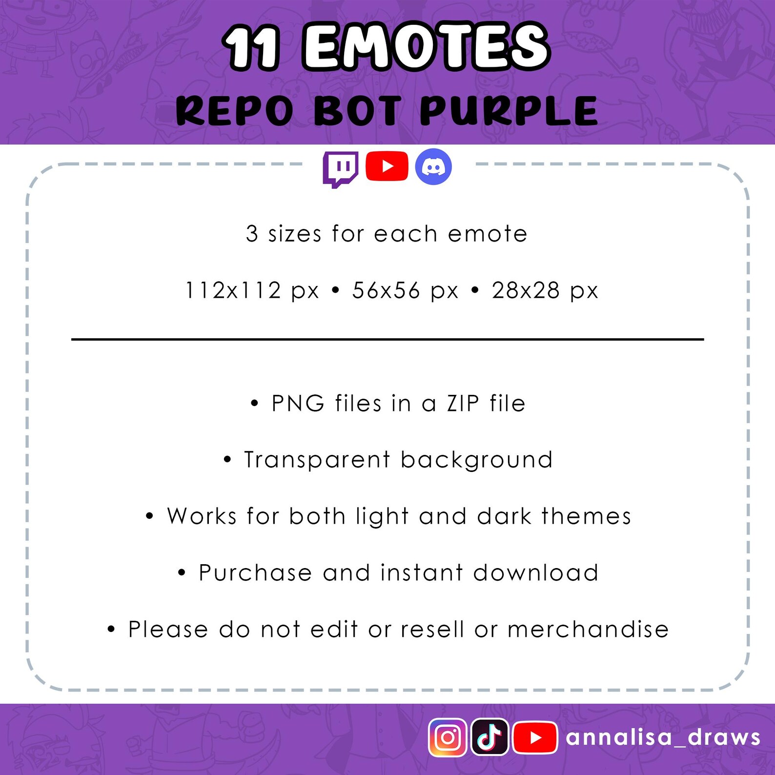 REPO BOT PURPLE Emotes Set | Twitch | Youtube | Discord | Streaming ...