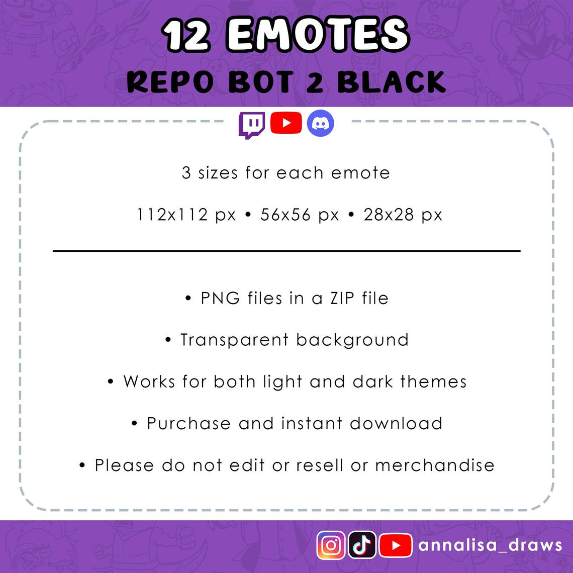 REPO BOT 2 BLACK Emotes Set | Twitch | Youtube | Discord | Streaming ...