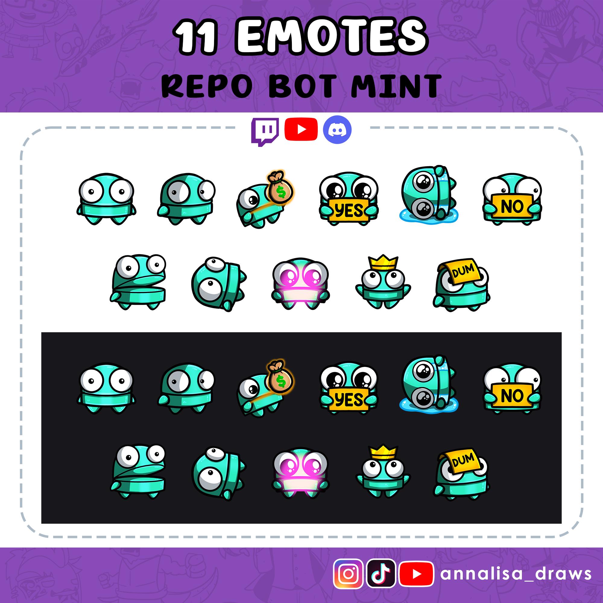 REPO BOT MINT Emotes Set | Twitch | Youtube | Discord | Streaming ...