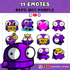 REPO BOT PURPLE Emotes Set | Twitch | Youtube | Discord | Streaming ...