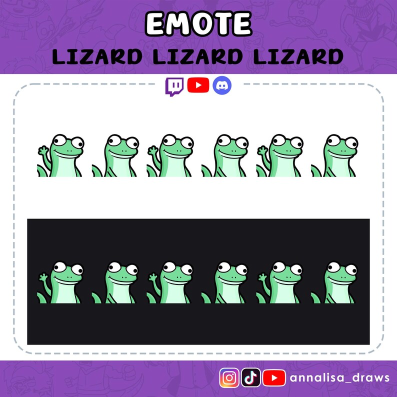 Lizard Emotes Set: Animated & Static Twitch/discord Streamer Graphics ...