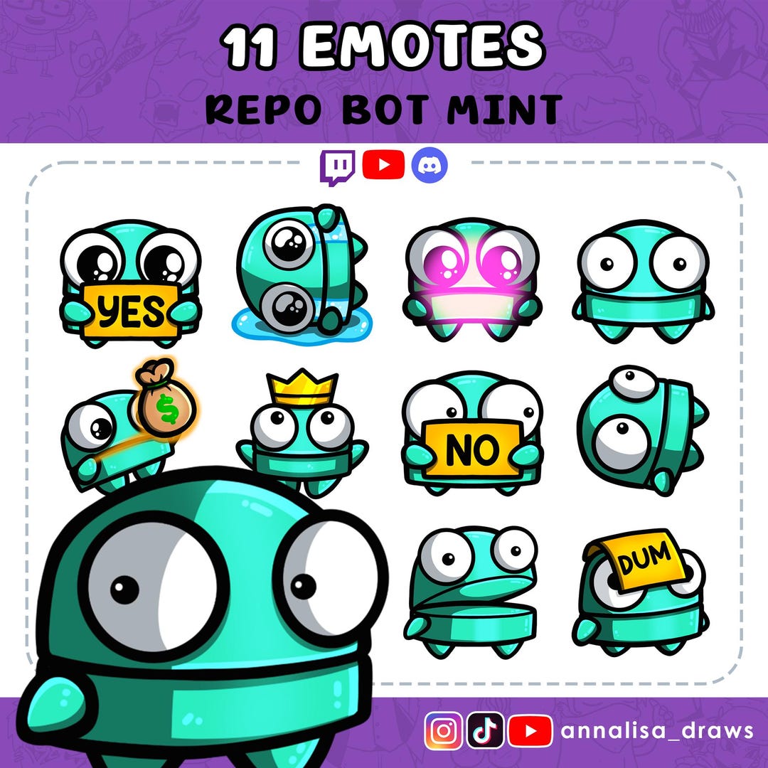 REPO BOT MINT Emotes Set | Twitch | Youtube | Discord | Streaming ...