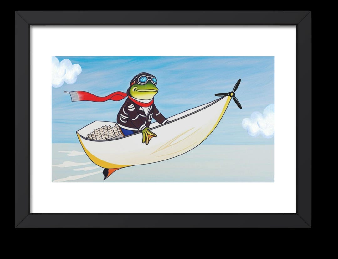 Flying Frog Wall Art ,whimsical Frog Adventure Print, Fun Wall Art for ...