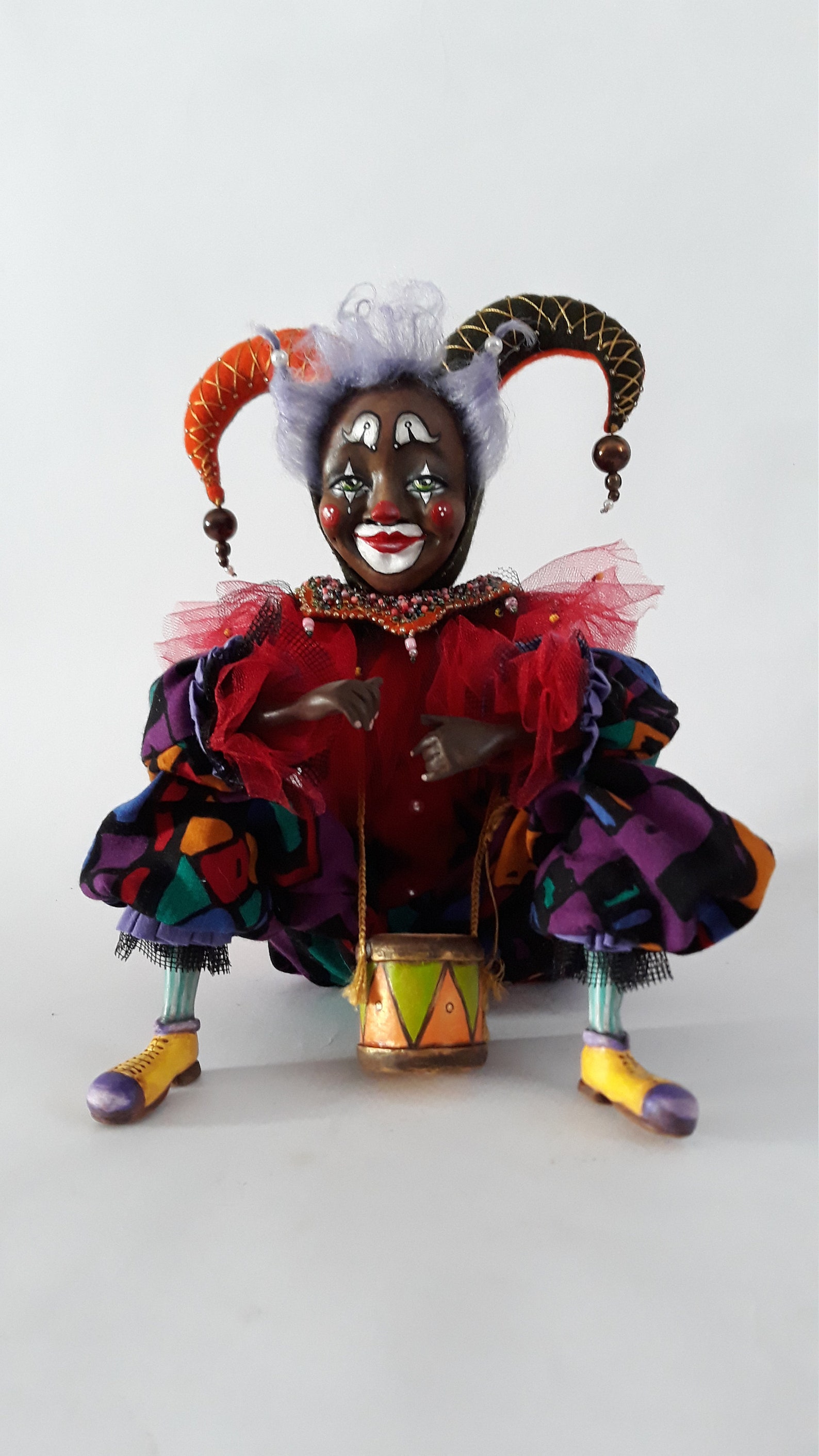 Handmade Jester Clown Doll, Funny Rainbow Harlequin, Venetian Doll ...