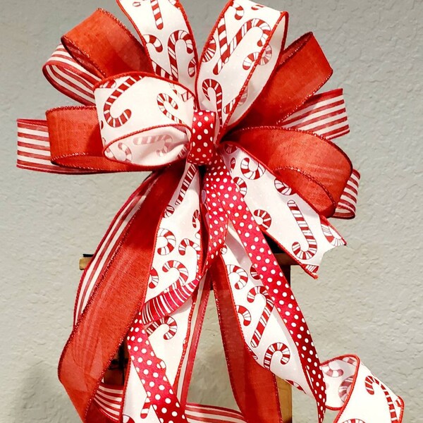 Candy Cane Bow - Etsy