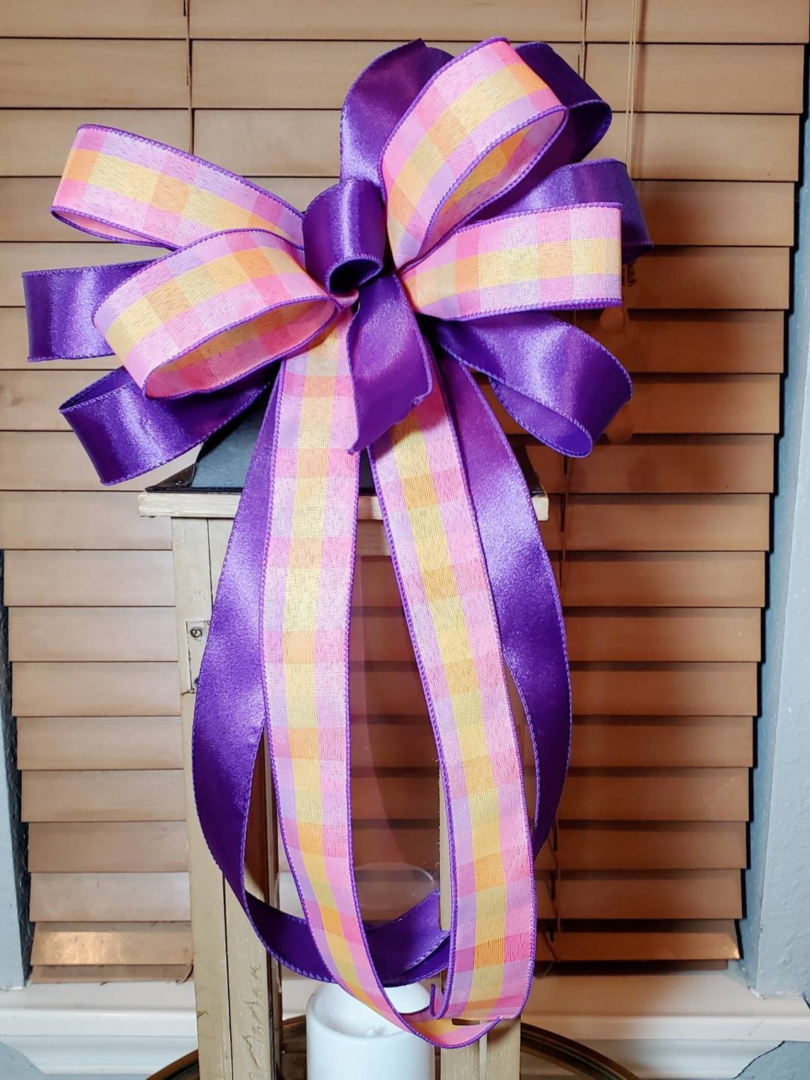 Purple Bow for Wreath, Lantern Bow, Bow for Light Post, Spring Wreath ...