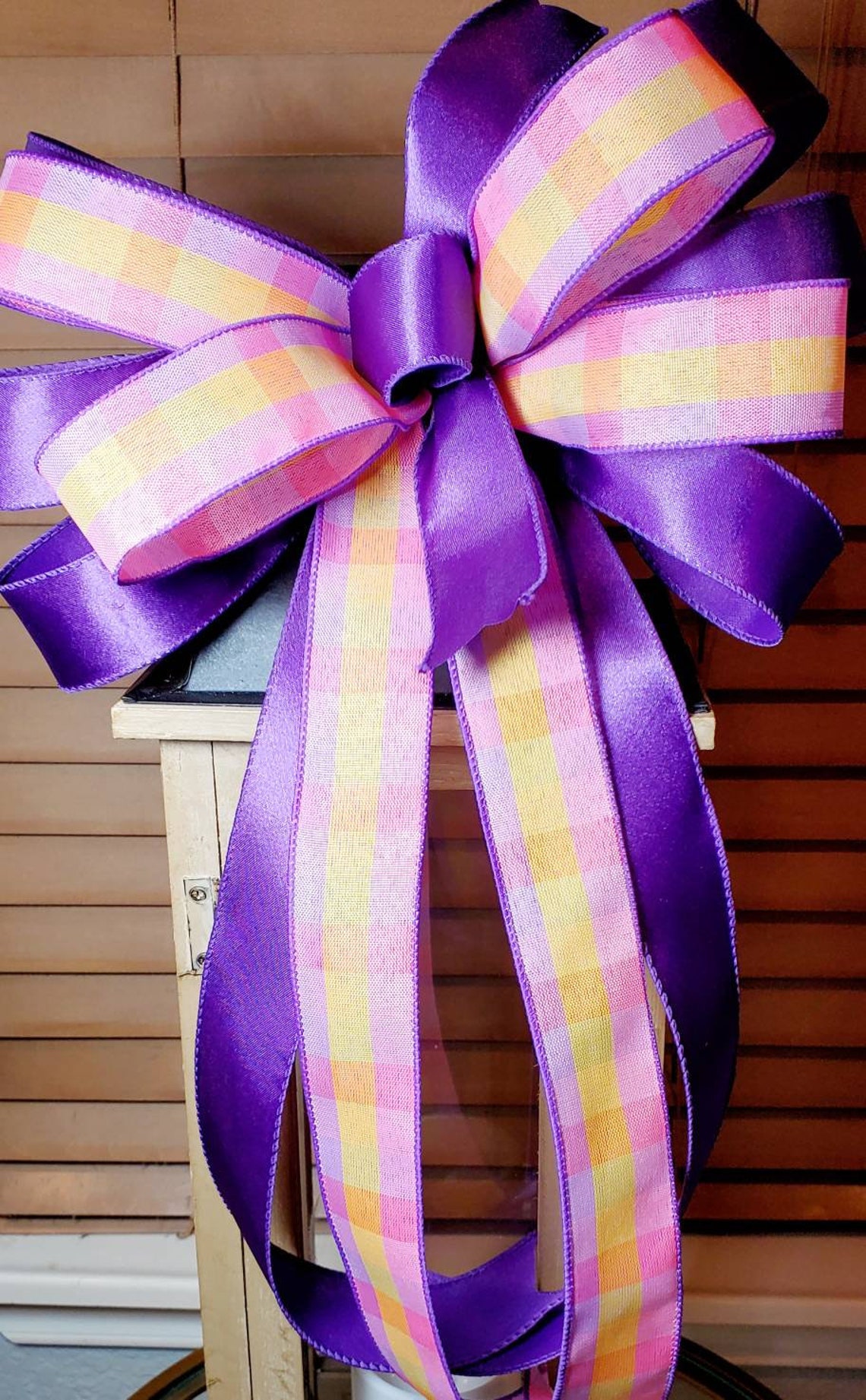 Purple Bow for Wreath, Lantern Bow, Bow for Light Post, Spring Wreath ...