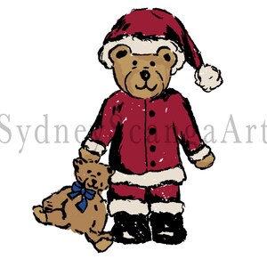 Christmas Santa Teddy Bears Clip Art Festive Digital Download Cute ...