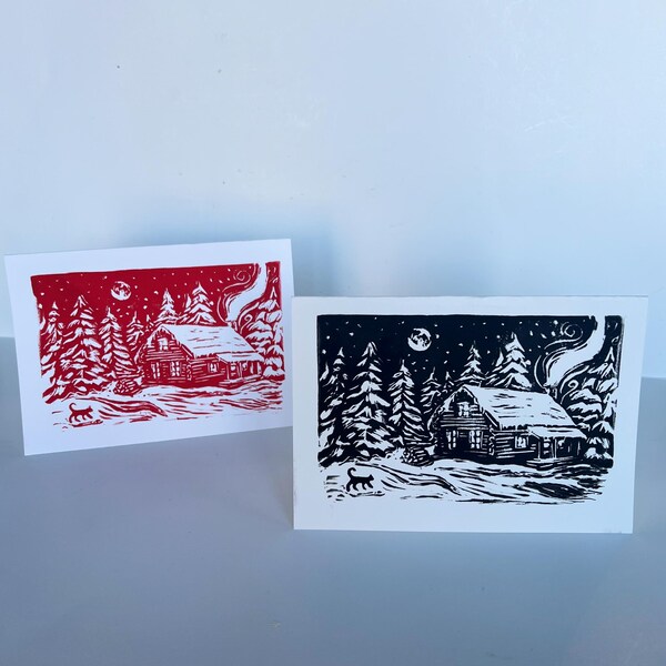 Linocut Christmas - Etsy