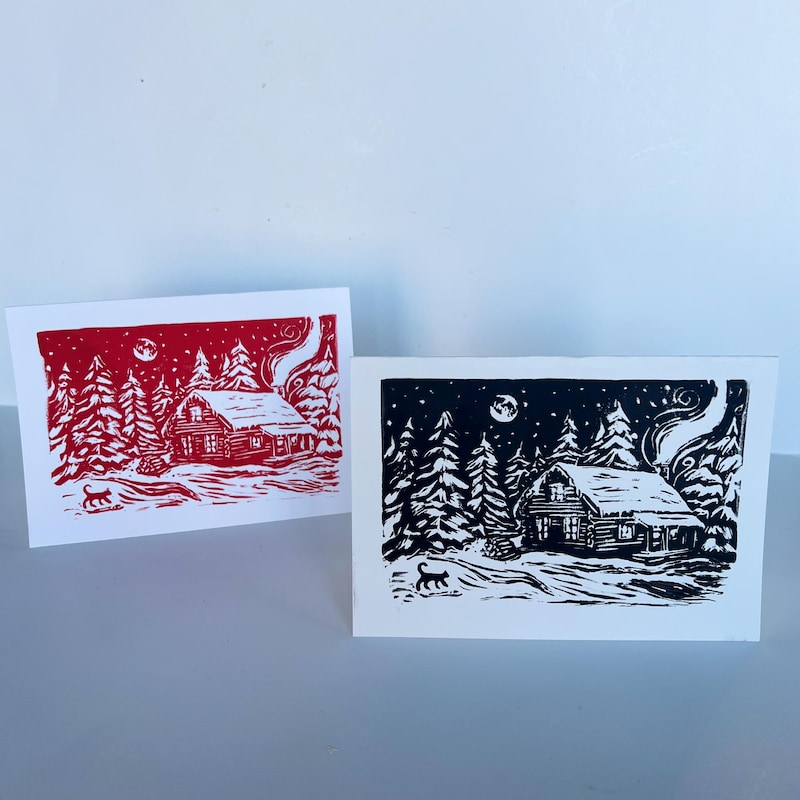 Linocut Christmas - Etsy