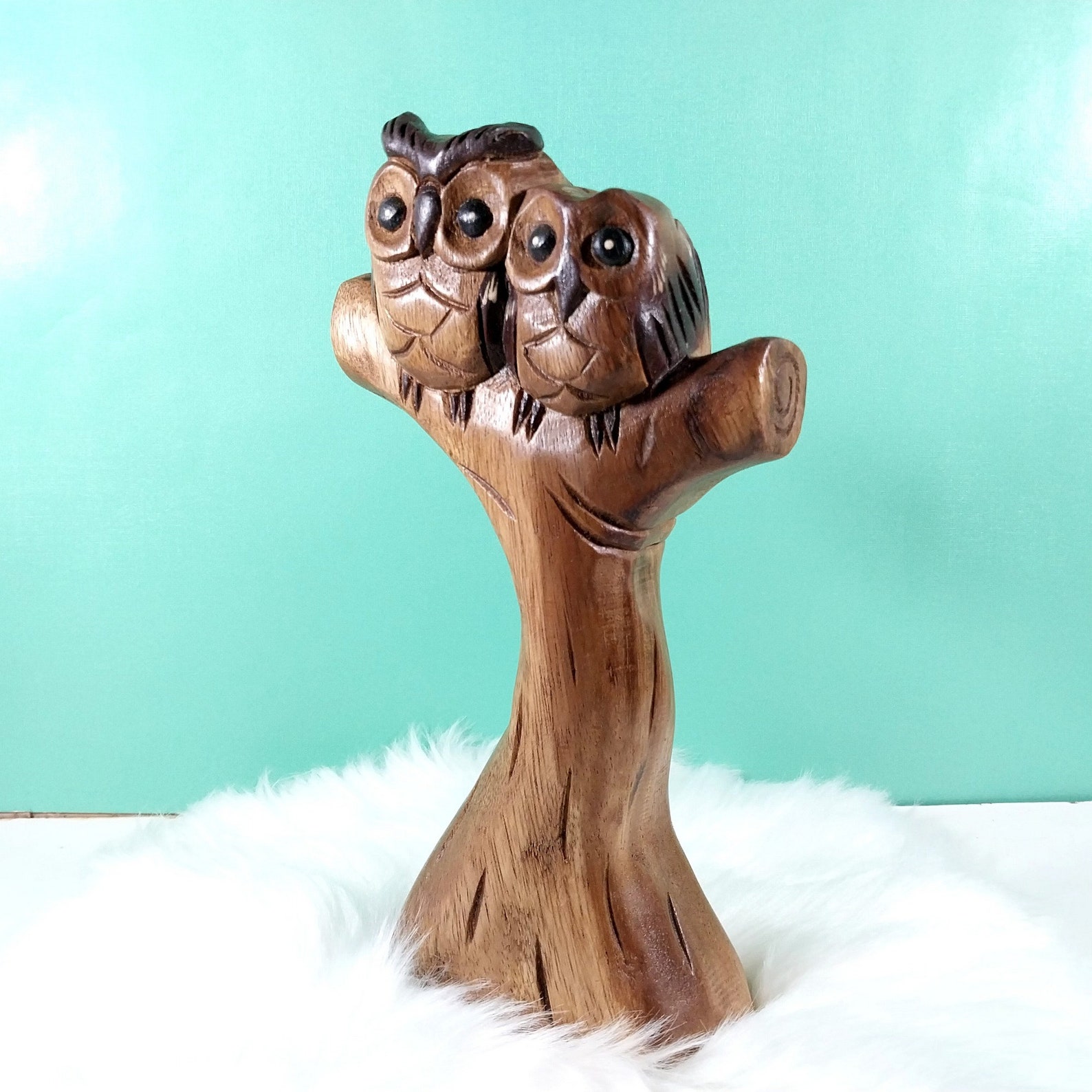 Wooden Owl Hand Carved Statue Figurine Crafted Wood Home Decor - Etsy
