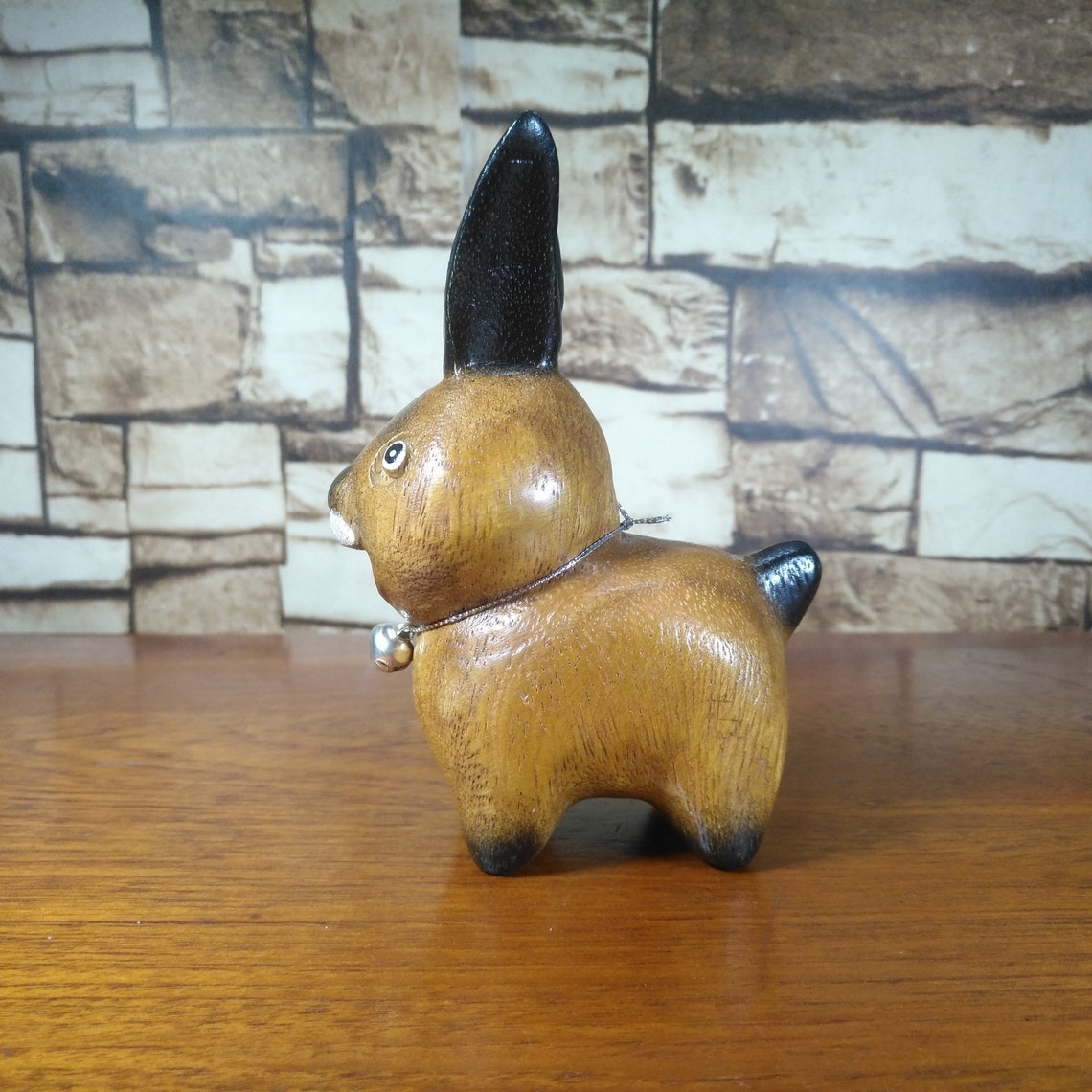 Wooden Rabbit Carved Handmade Craft Statue Figurine Home Decor - Etsy