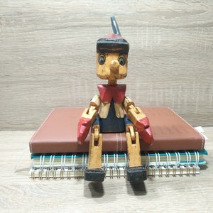 Wooden Pinocchio Antique Style Sitting Puppet Handmade Painted Home ...