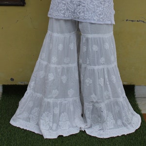 The Chikan Label Pure Cotton Chikankari White Sharara Garara Palazzo ...