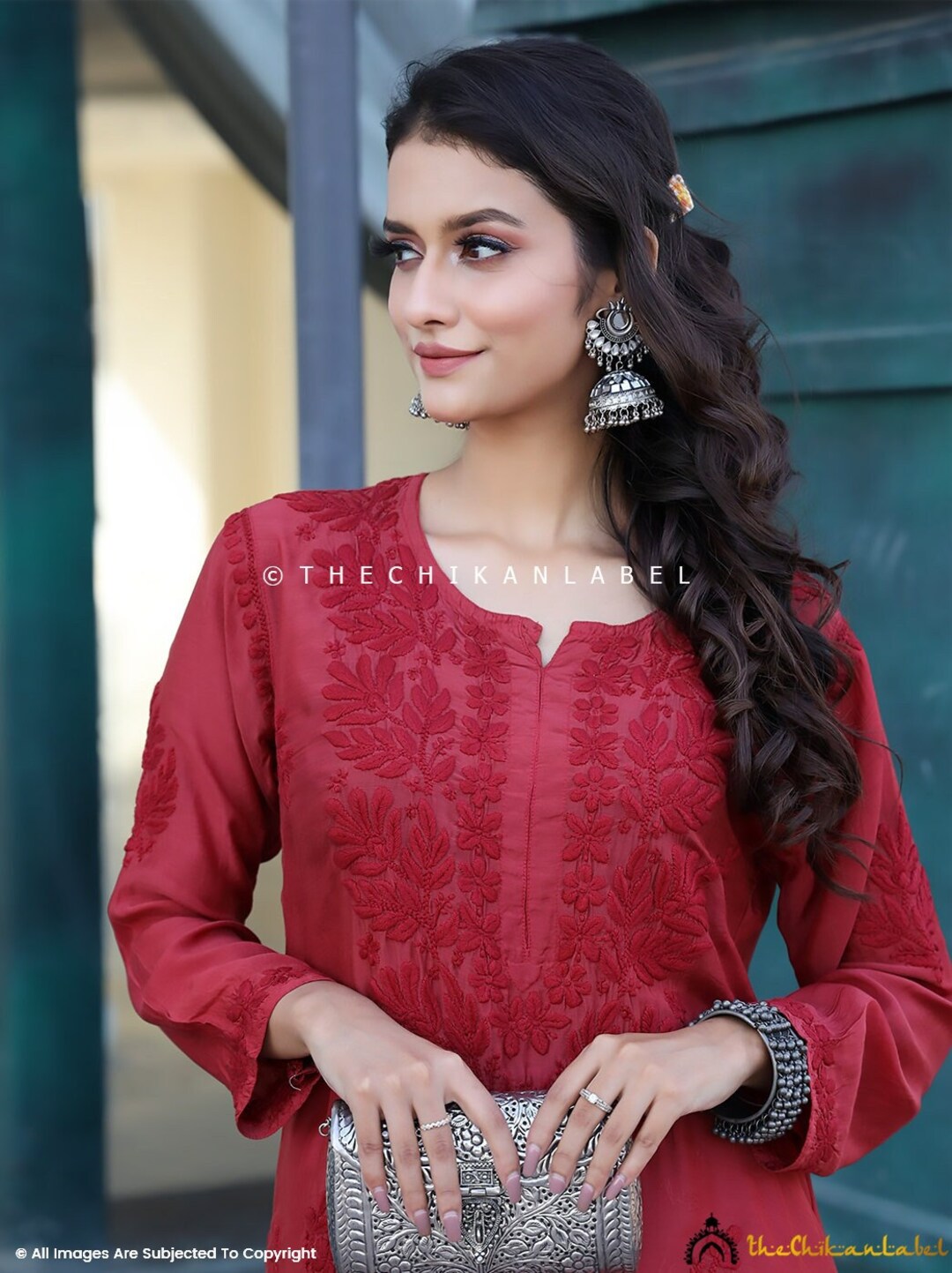 Muslin Maroon Chikankari Straight Kurti Soft Malmal Embroidered Kurta ...