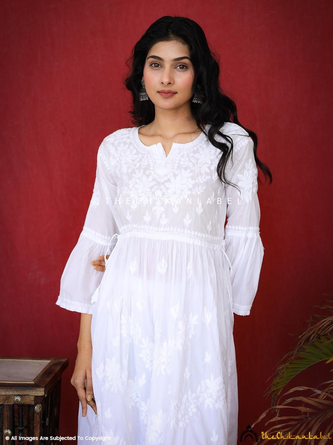 Handmade White Mulmul Cotton Chikankari Anarkali Kurta - Etsy