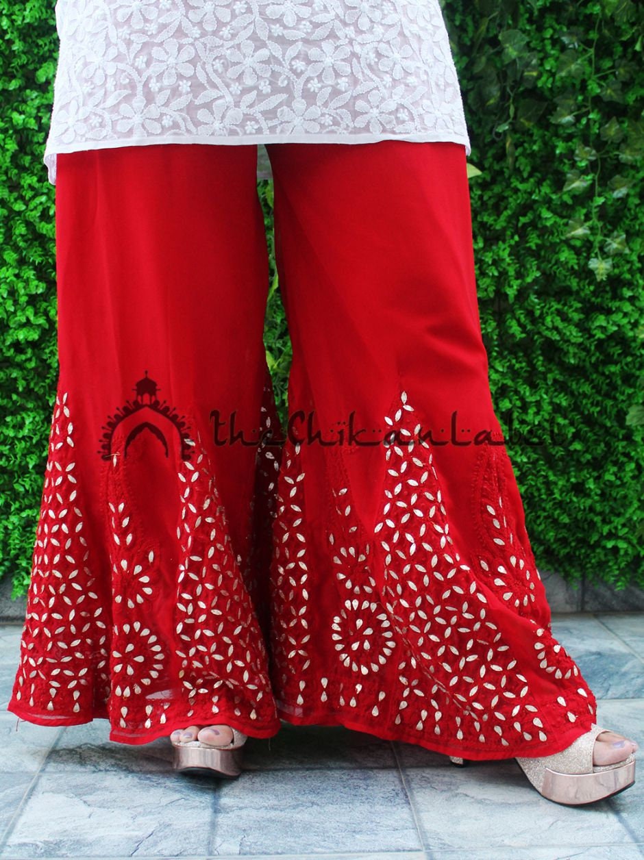 The Chikan Label Georgette Lucknawi Chikankari Gota Patti - Etsy