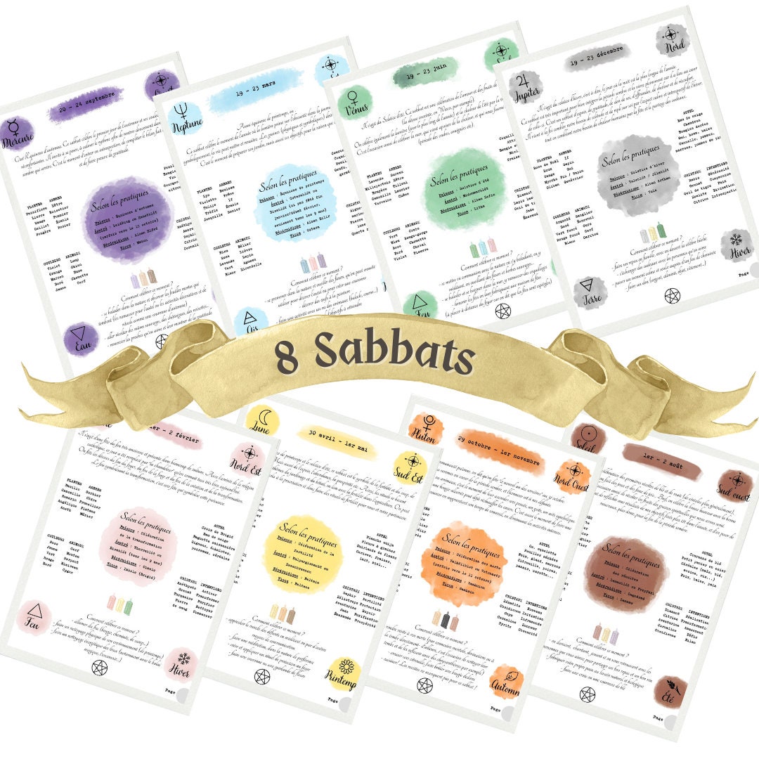 8 Witchcraft Sabbats Kit - Printable Witch Grimoire Pages in Color ...
