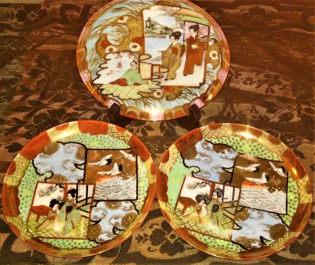 Antique Kutani Japanese Porcelain Plates - Etsy