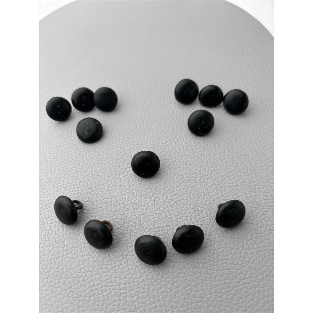 Victorian Black Mourning Buttons Set Papier Mâché Metal Shank Antique ...