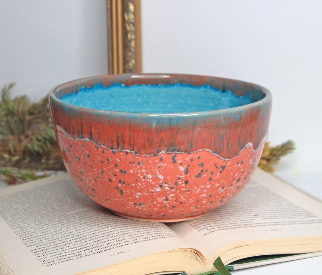 Large Red Ceramic Bowl, 38 Oz - Etsy UK