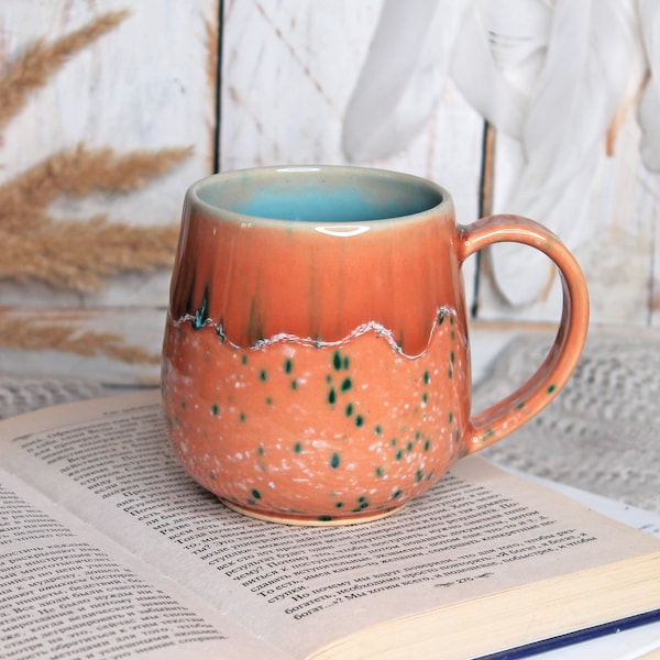 Orange Pottery Mug - Etsy