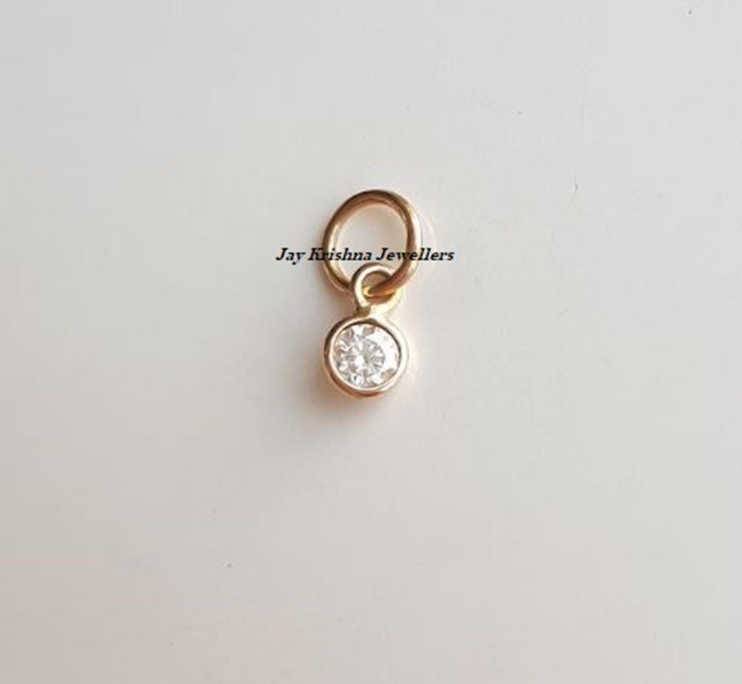 Round Diamond Gold Charms, 18k Solid Gold Charms, Handmade Jewelry ...