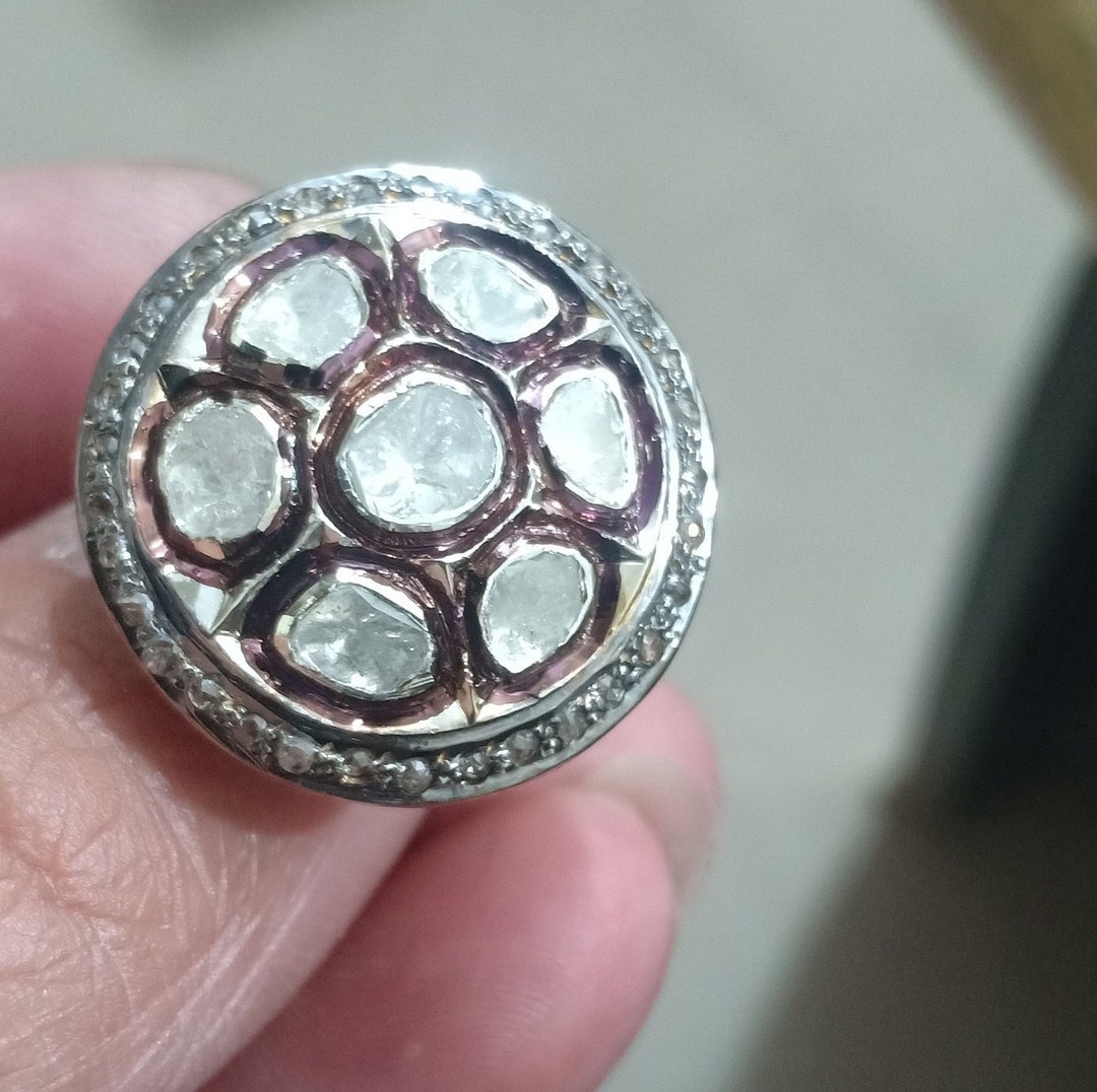 Polki Diamond Rings, Rose Cut Polki Ring, Handmade Jewelry Cluster Ring ...
