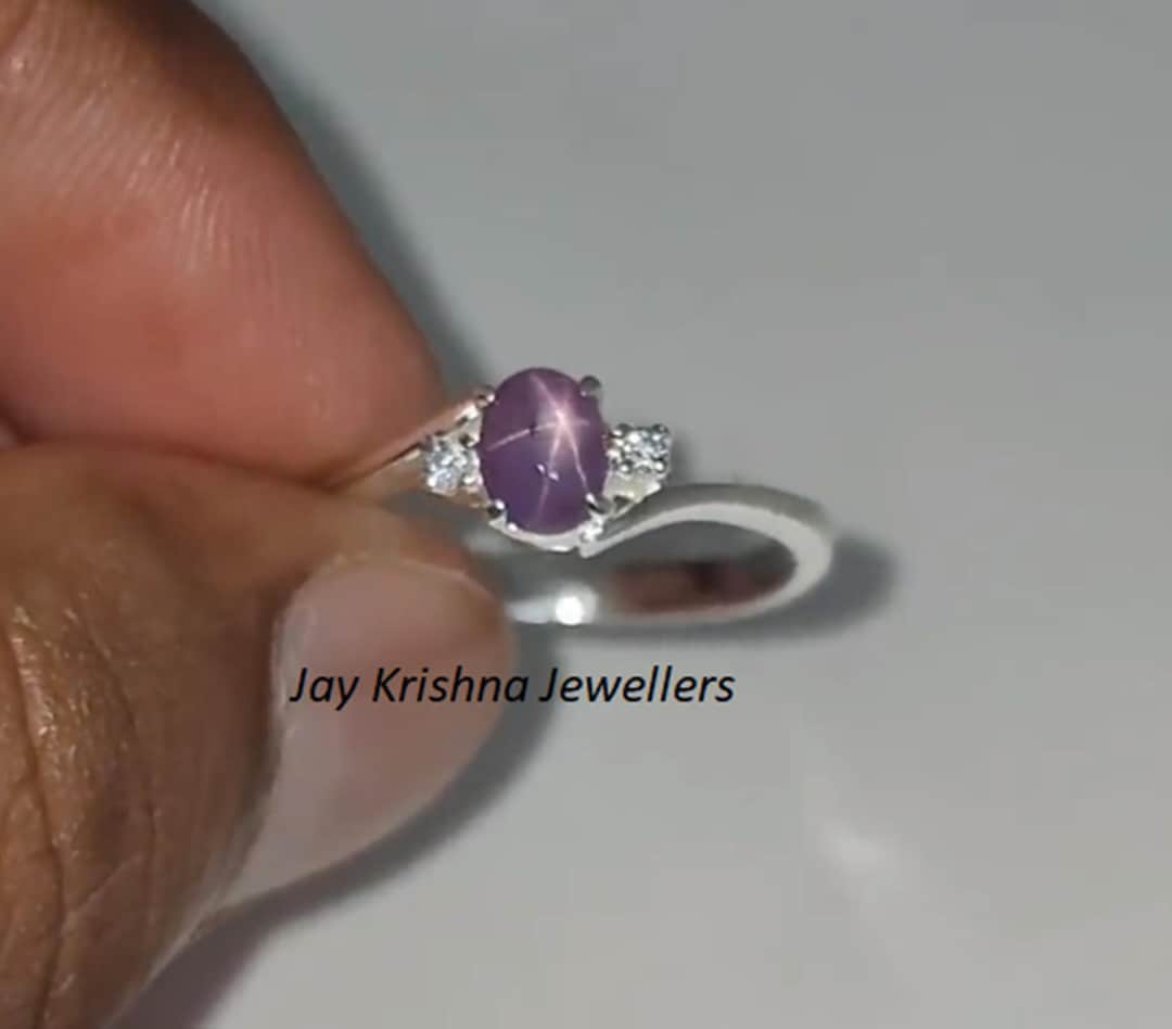 Purple Star Sapphire Ring: Art Deco Sterling Silver Engagement Ring - Etsy