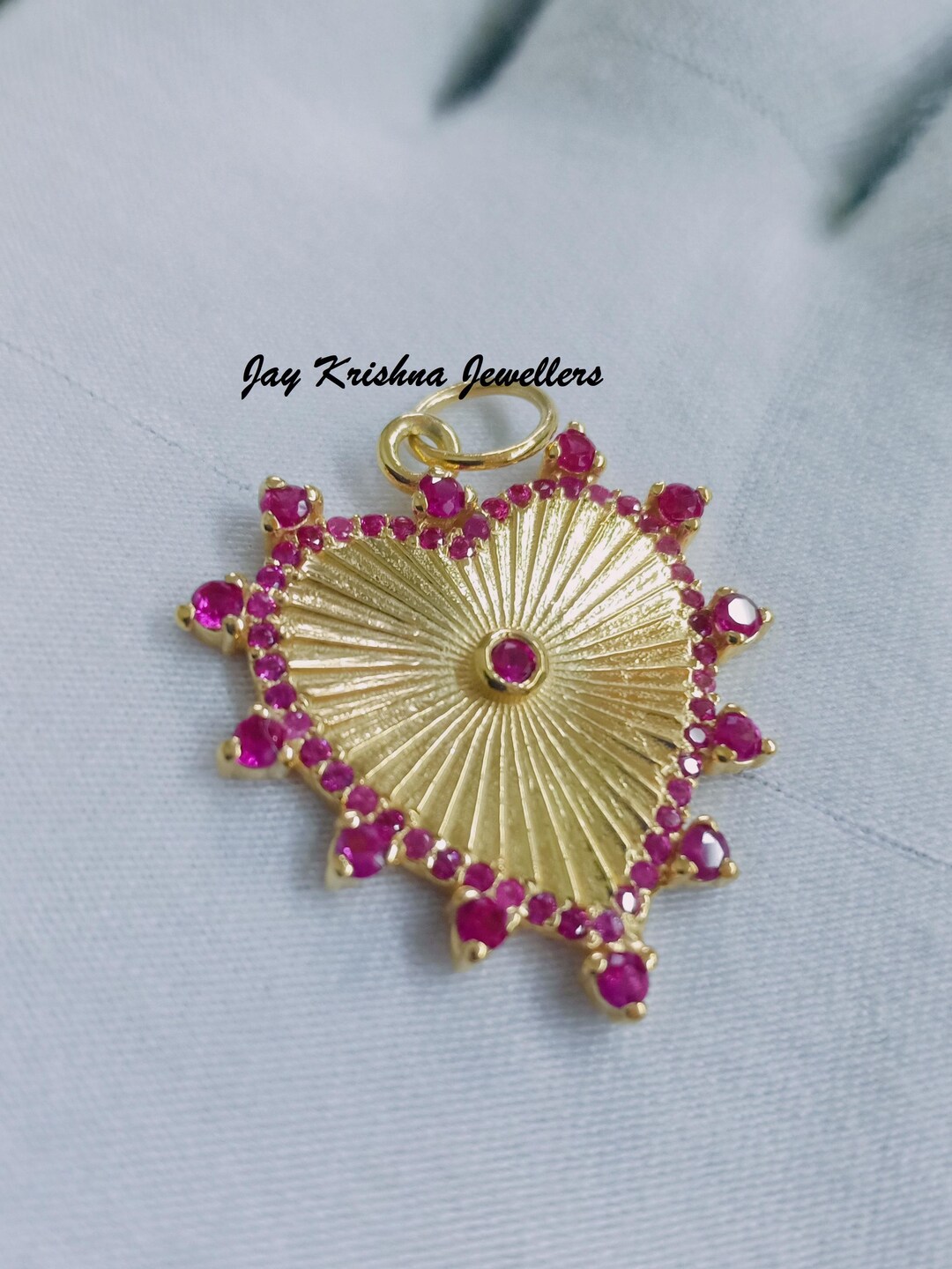 Fluted Designer Heart Charms Ruby Heart Charm 925 Sterling Silver ...