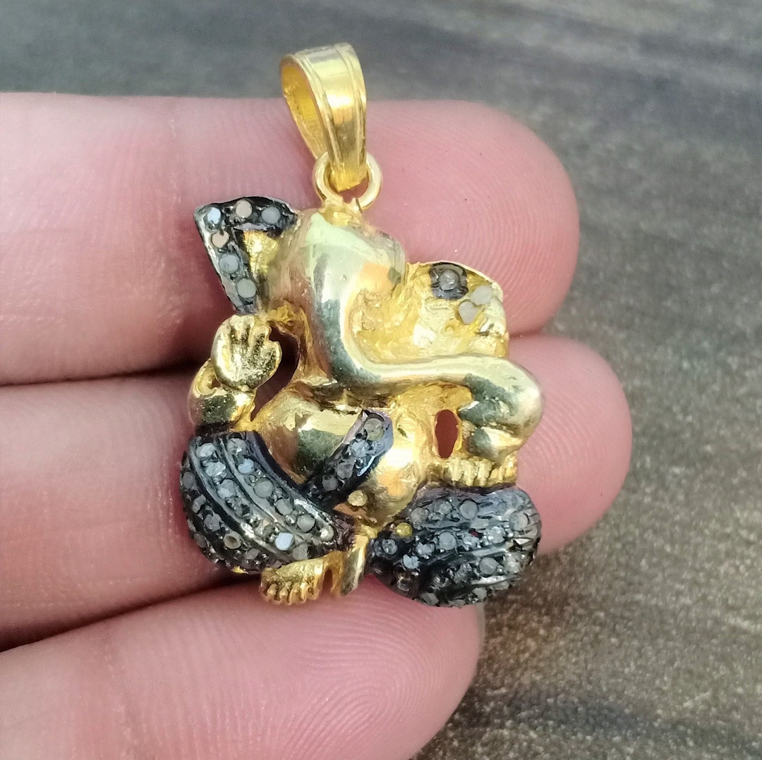 Slice Diamond Ganesh Pendent, Slice Diamond God Pendant, 925 Sterling ...