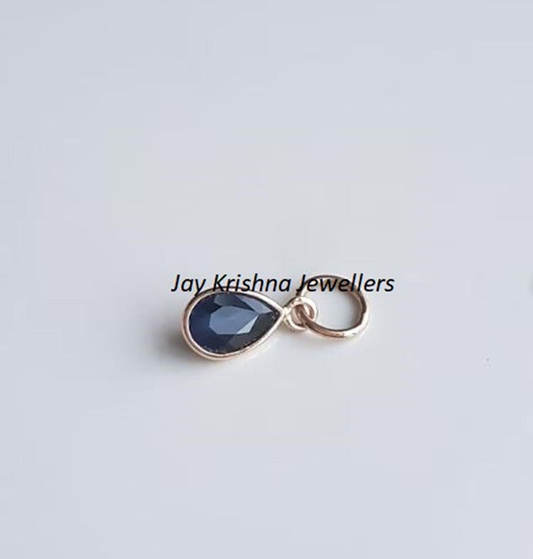 Blue Sapphire Gold Charm, 18K Solid Gold Charm, September Birthstone ...