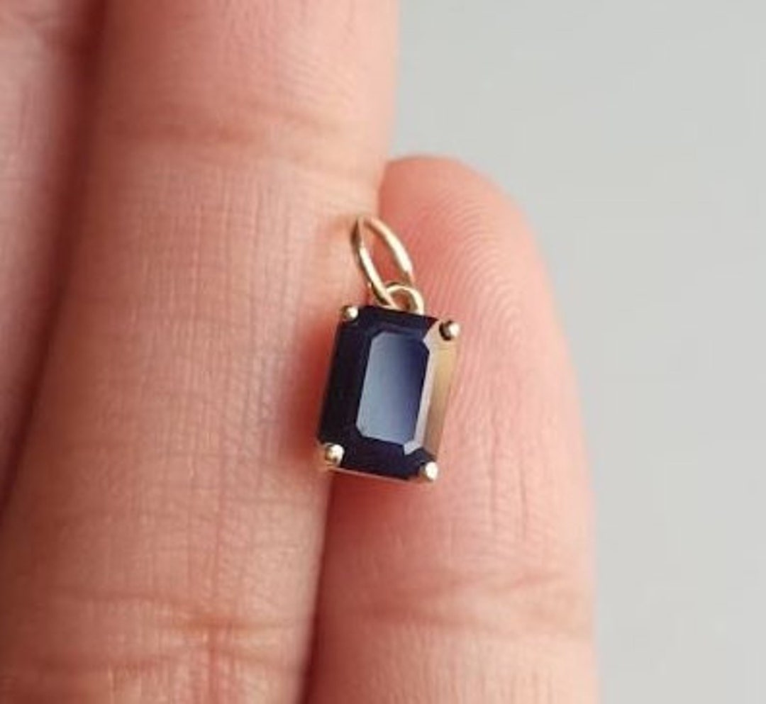 Blue Sapphire Charms, 18k Solid Gold Charm, Handmade Jewelry Charm ...