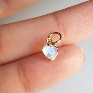 Ethiopian Moonstone Gold Charm, 18k Solid Gold Charms, Handmade Jewelry Charm, Heart Opal Gold ...