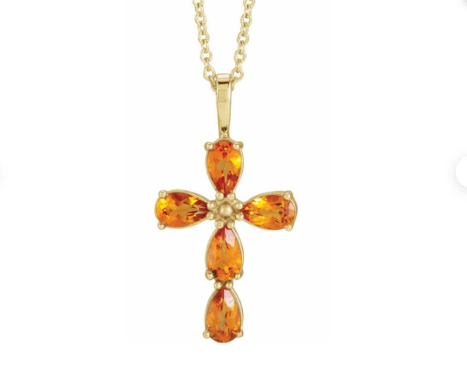 Ruby Cross Pendant: 925 Sterling Silver, 14k Gold Plated Cross Necklace ...