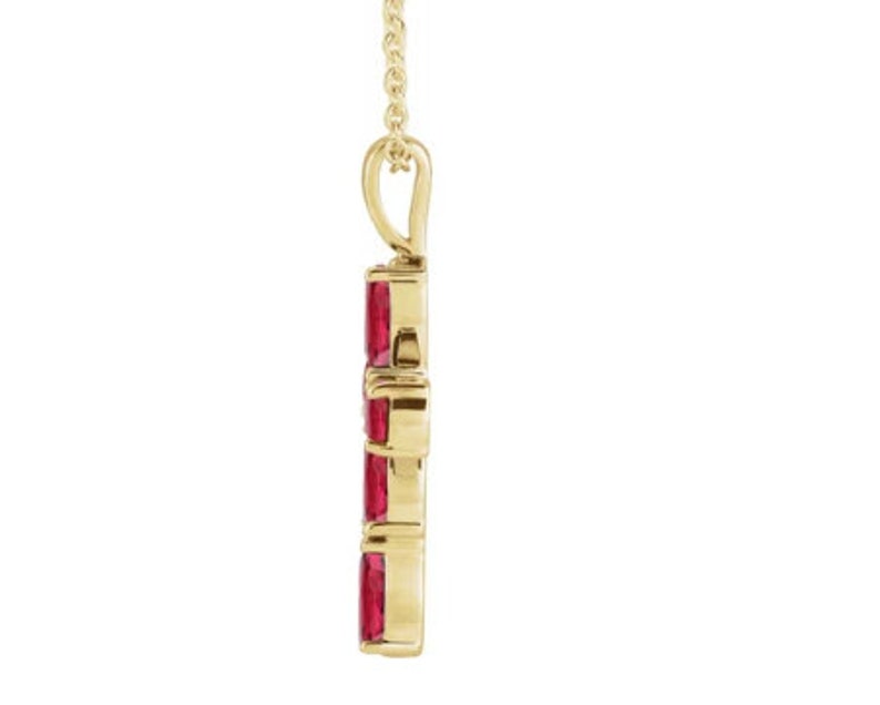 Ruby Cross Pendant: 925 Sterling Silver, 14k Gold Plated Cross Necklace ...