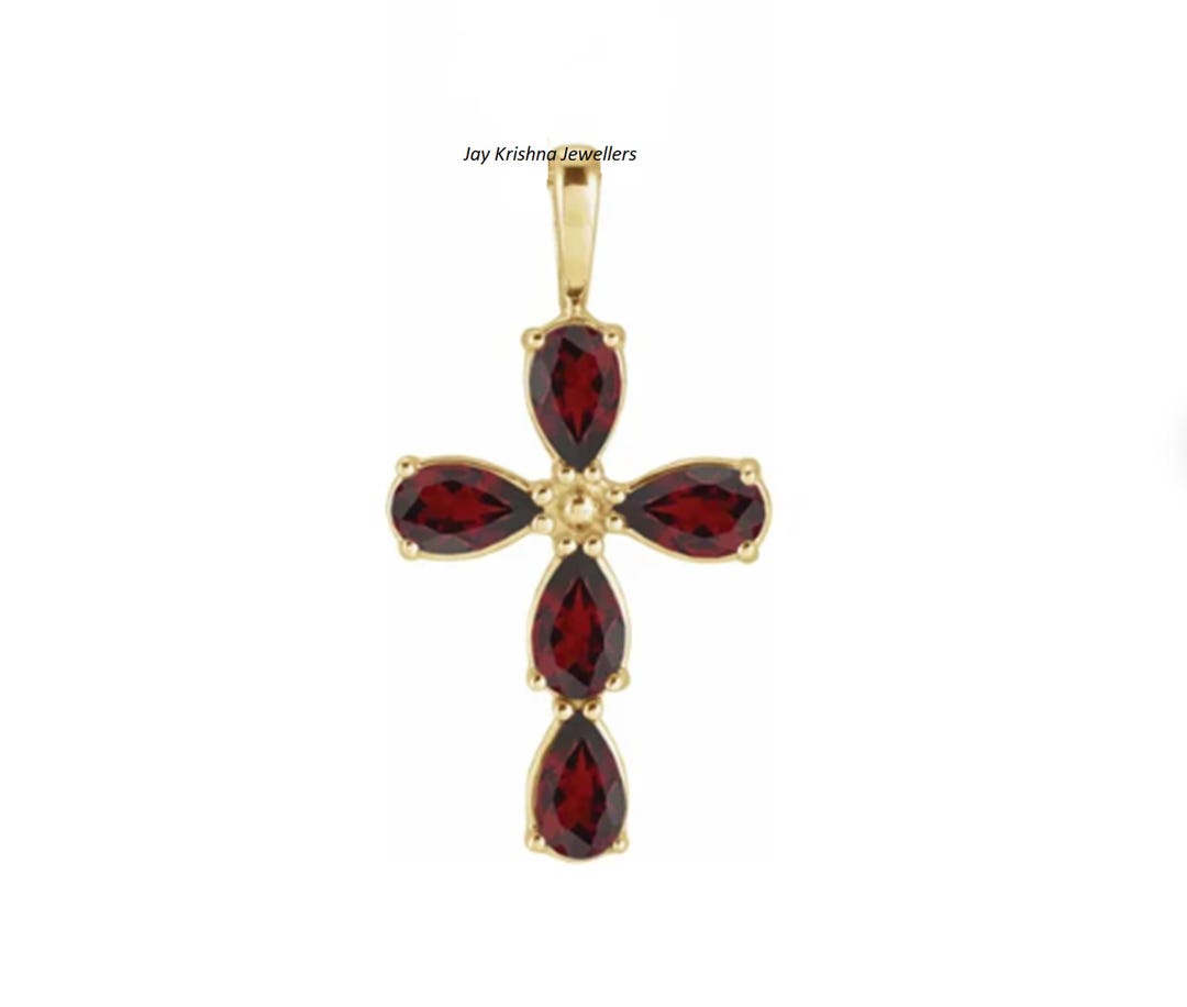 Ruby Cross Pendant: 925 Sterling Silver, 14k Gold Plated Cross Necklace ...