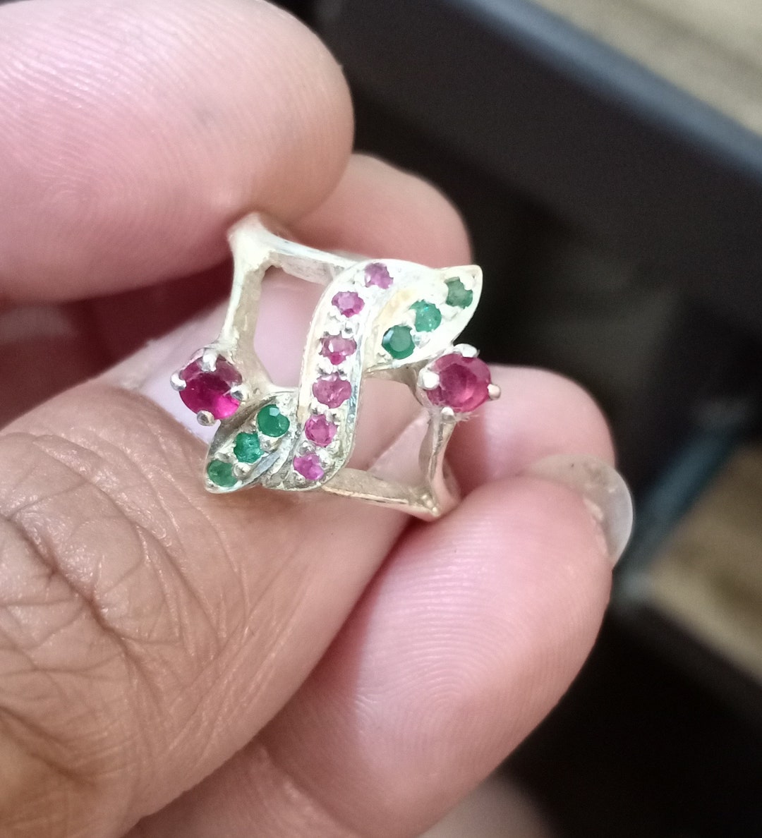 Gemstone Ring, Genius Ruby Emerald Ring, Handmade Setting Gemstone Ring ...