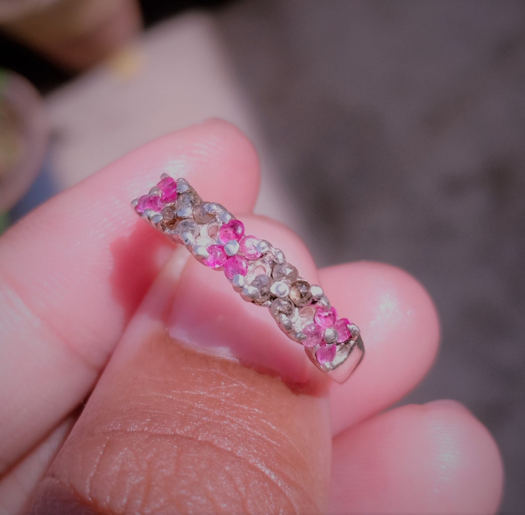 Ruby & Rose Cut Diamond Band Ring: Sterling Silver Statement Band - Etsy